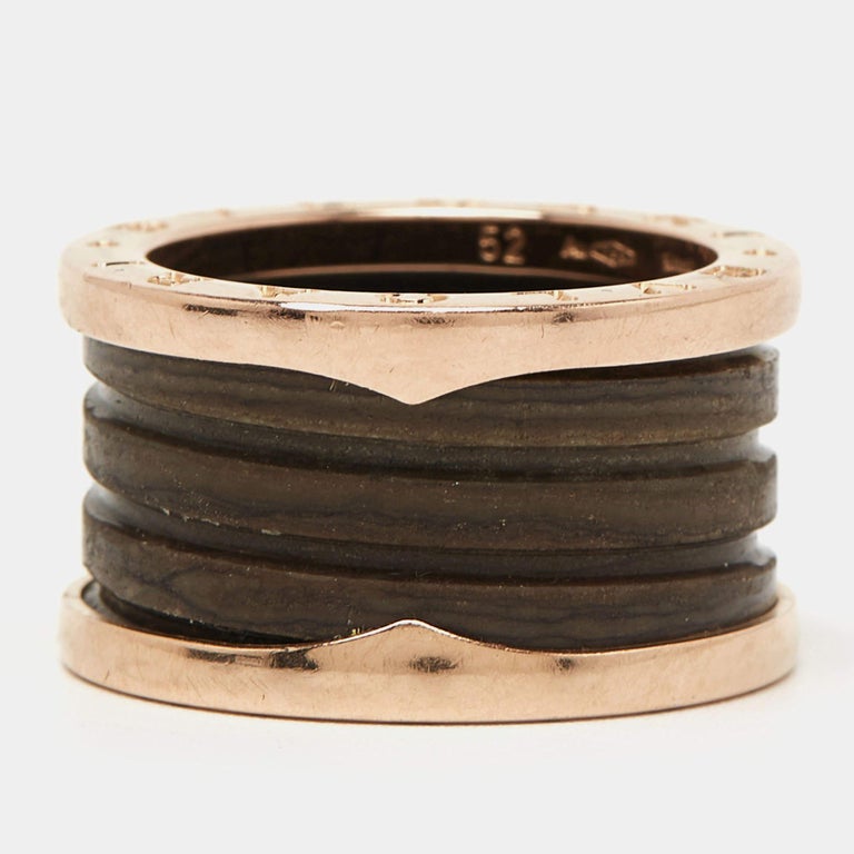 Bvlgari B.Zero1 Brown Marble 18K Rose Gold 4-Band Ring Size 52 For Sale ...