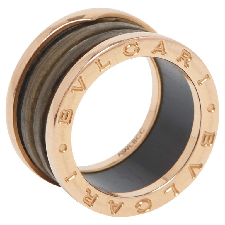 Bvlgari B.Zero1 Brown Marble 18K Rose Gold 4-Band Ring Size 52 For Sale ...