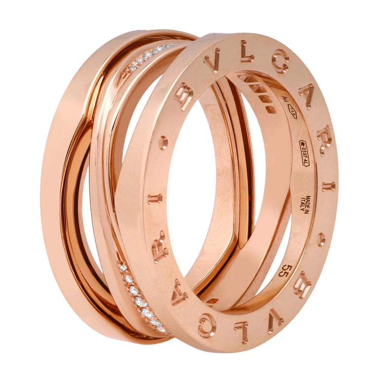 Bvlgari B.Zero1 Design Legend Pave Diamond Three Band Ring 18K Rose ...