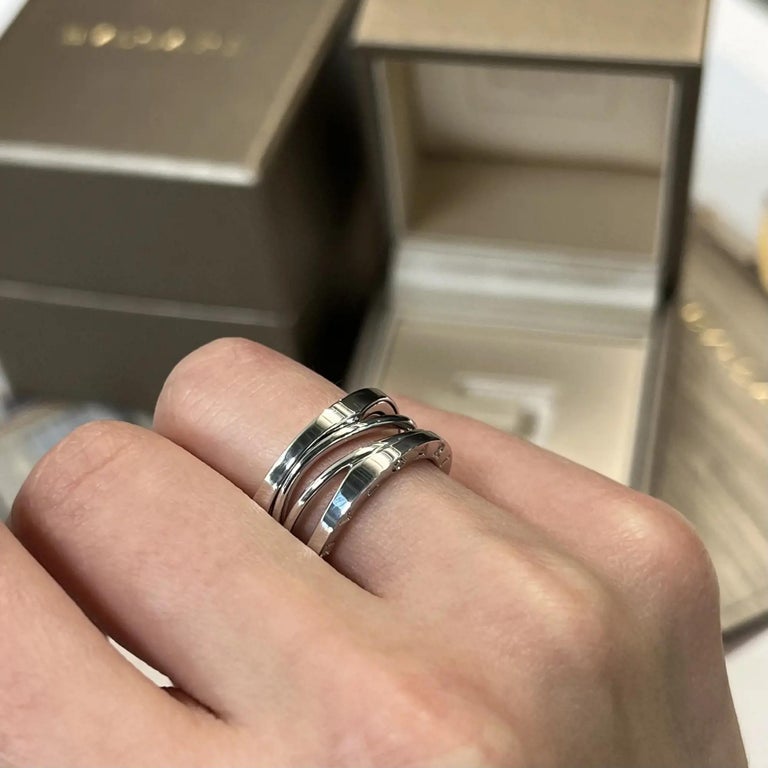 Bvlgari B.Zero1 Design Legend Three Band Ring 18K White Gold Size 54 US 6.75 For Sale at 1stDibs