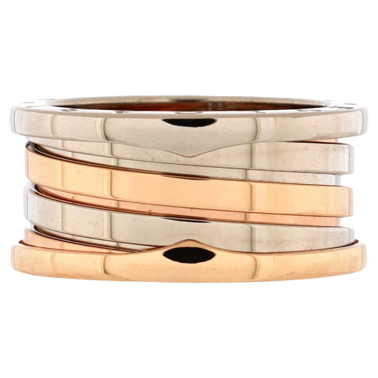 Bvlgari B.Zero1 Four Band Ring 18K Rose Gold and Ceramic For Sale at 1stDibs | bvlgari au750 ...