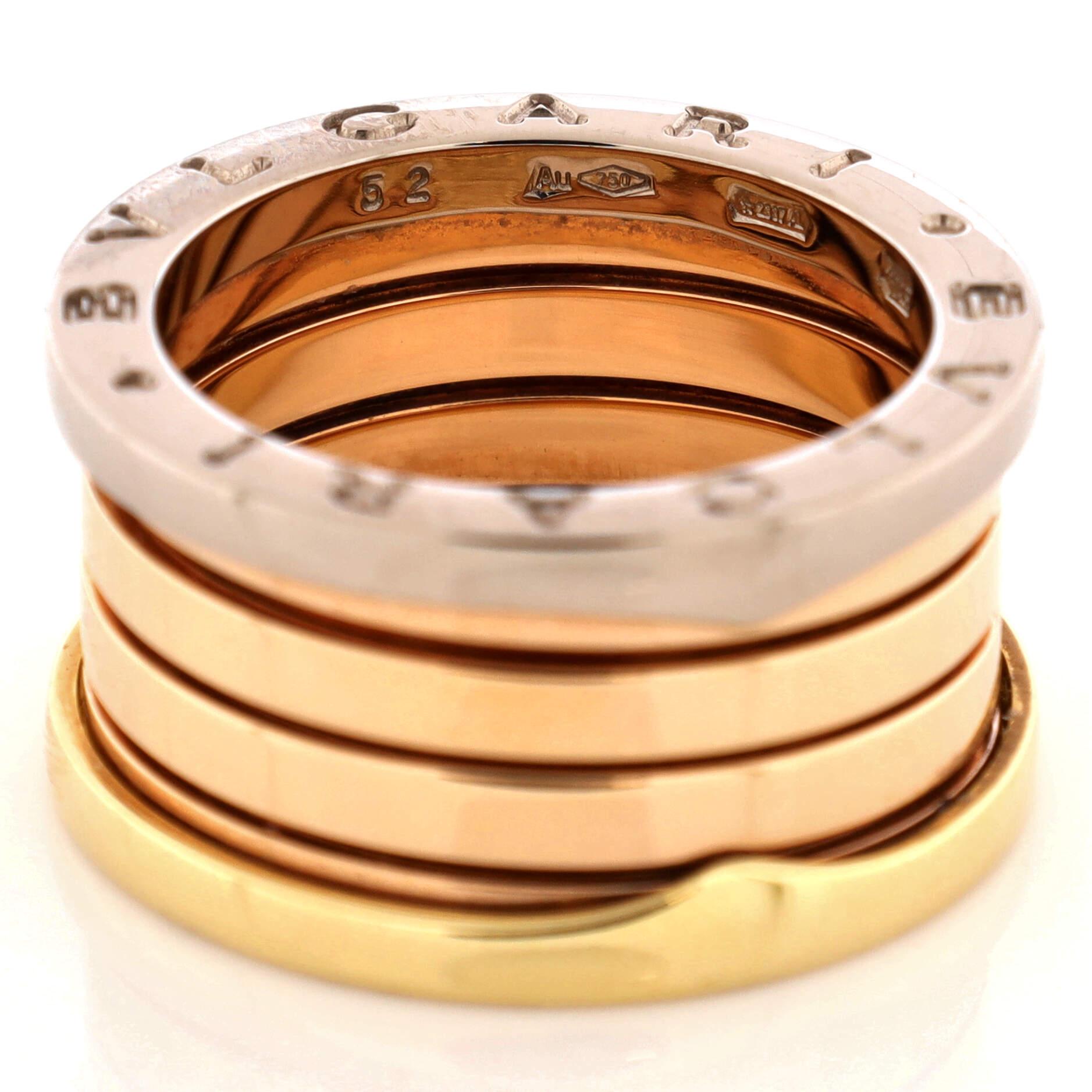 Bvlgari B.Zero1 Four Band Ring 18k Tricolor Gold For Sale at 1stDibs