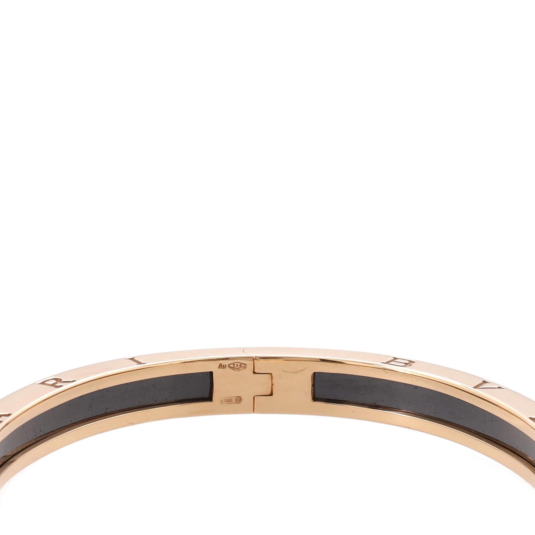 Bvlgari B.Zero1 Hinged Bangle Bracelet 18k Rose Gold and Black Ceramic ...