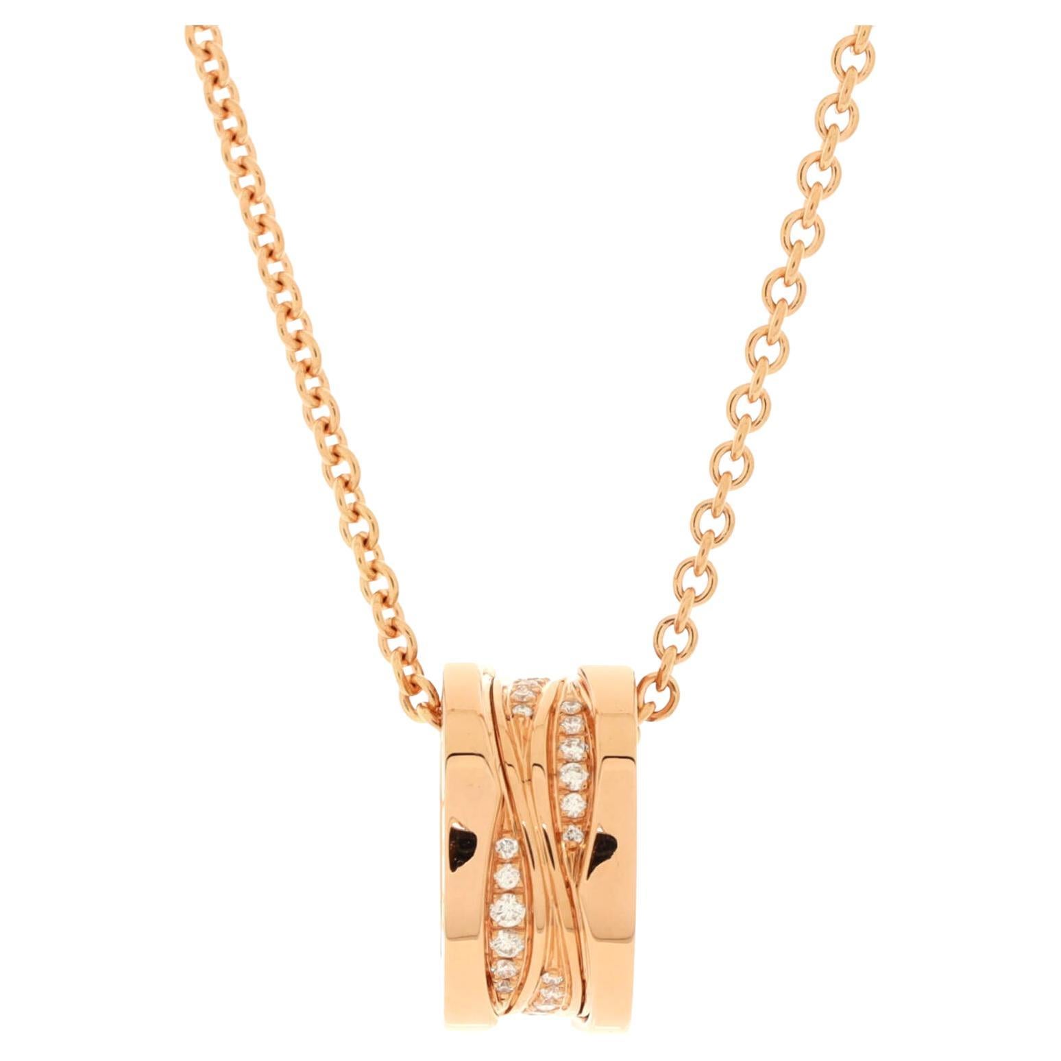 Bvlgari B.Zero1 Legend Pendant Necklace 18K Rose Gold with Diamonds For ...