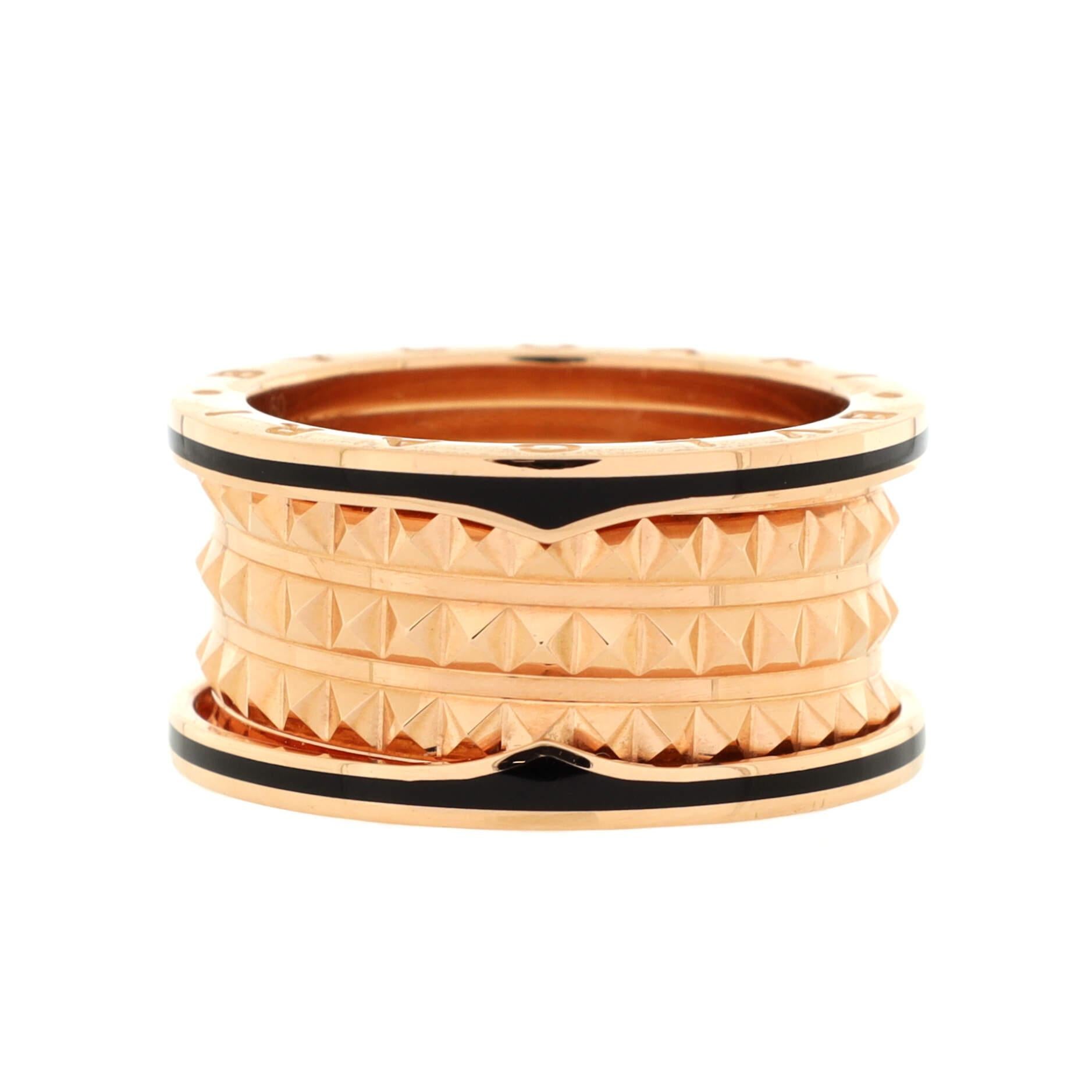 Bvlgari B.Zero1 Rock Four Band Ring 18K Rose Gold and Ceramic For Sale ...