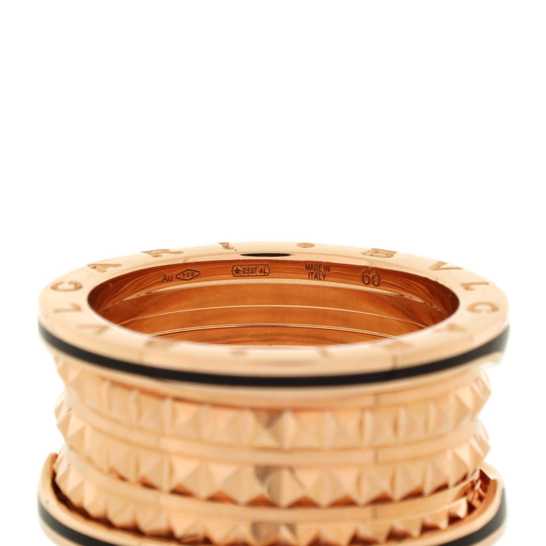 Bvlgari B.Zero1 Rock Four Band Ring 18K Rose Gold and Ceramic For Sale ...