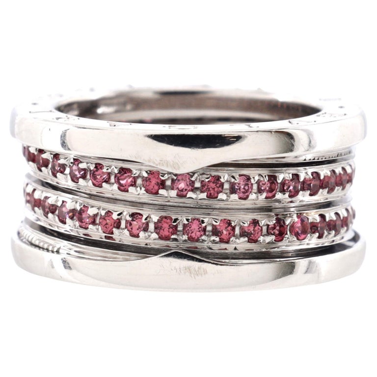 Bvlgari B.Zero1 Three Band Ring 18K White Gold with Garnets For Sale at ...