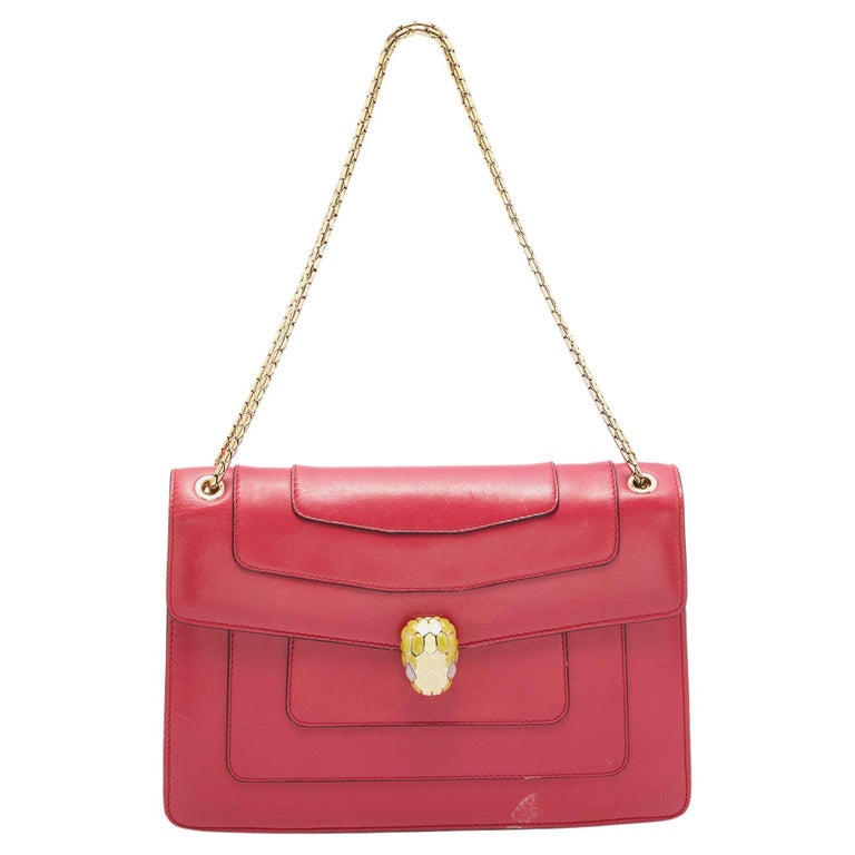 Bvlgari Cherry Red Leather Medium Serpenti Forever Handbag For Sale at ...