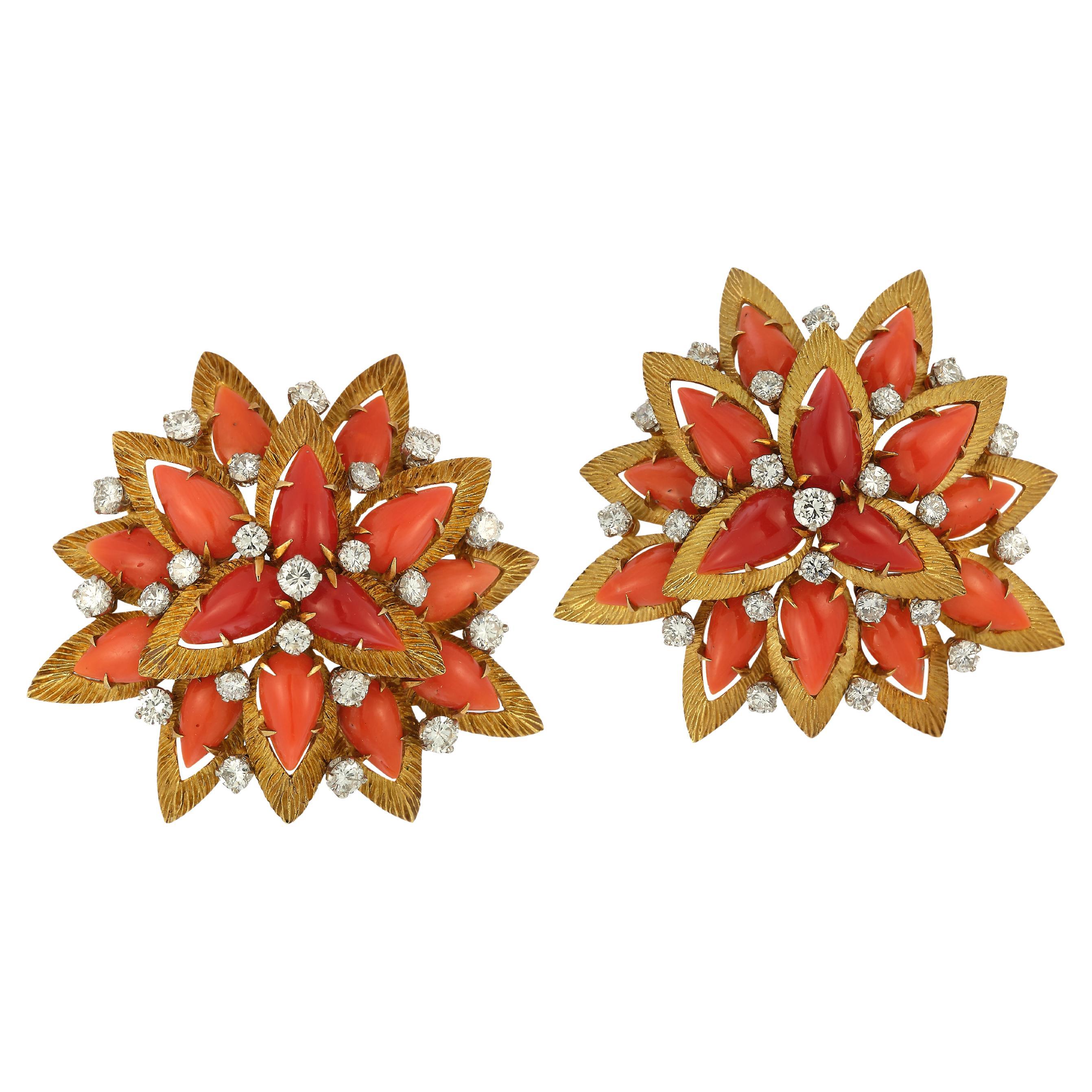 Diamond Rabbit with Coral Carrot Brooch at 1stDibs