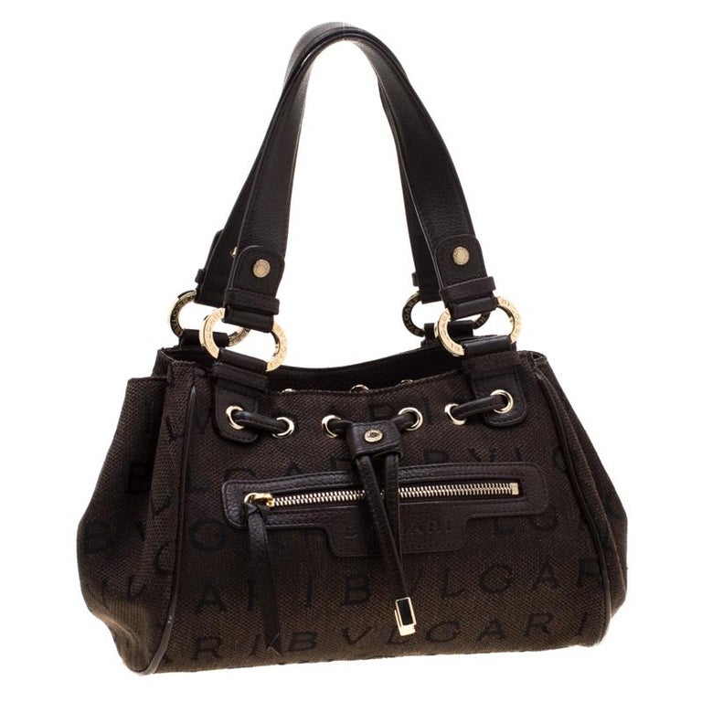 Bvlgari Dark Brown Signature Fabric and Leather Shoulder Bag For Sale ...