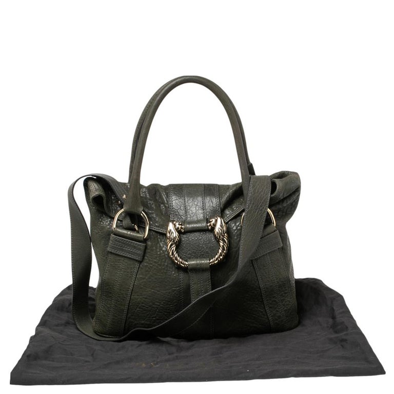 Bvlgari Dark Green Leather Leoni Shoulder Bag at 1stDibs