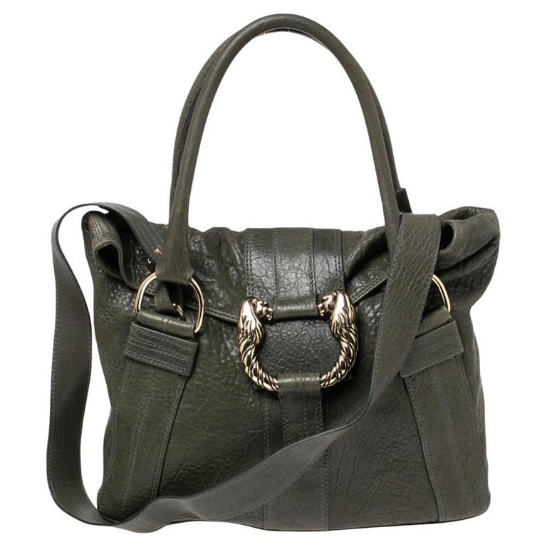 Bvlgari Dark Green Leather Leoni Shoulder Bag at 1stDibs