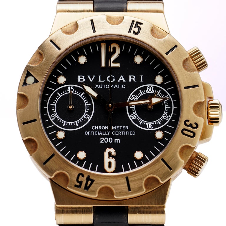 Bvlgari Diagono Scuba 18KT Gold Automatic Divers Chronograph Watch For ...