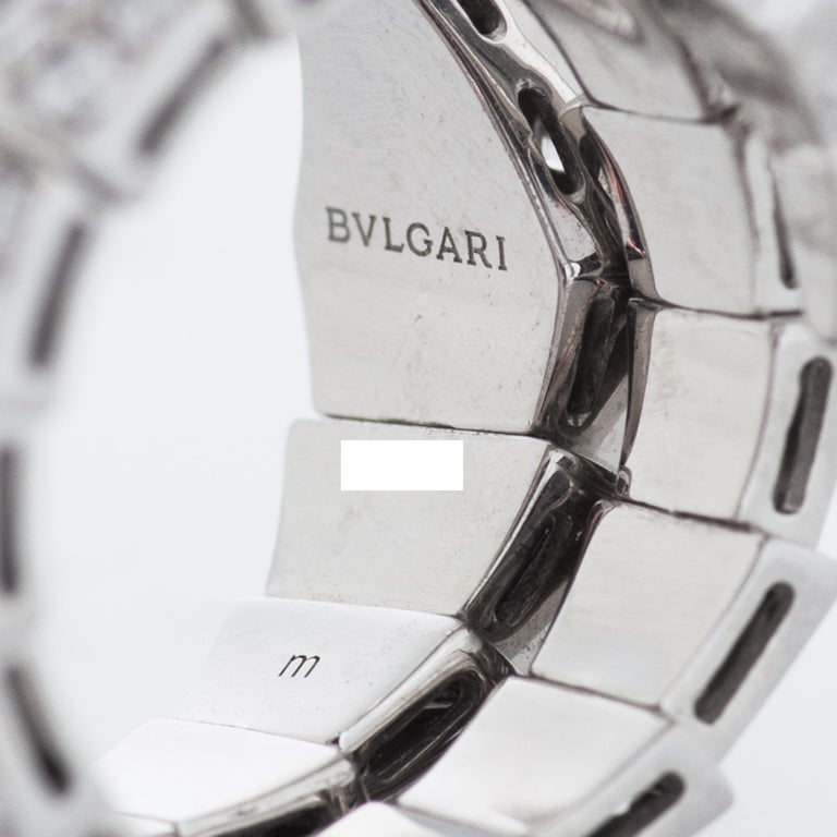 Bvlgari Diamond Serpenti Viper Double Coil Snake Ring in 18k White Gold ...