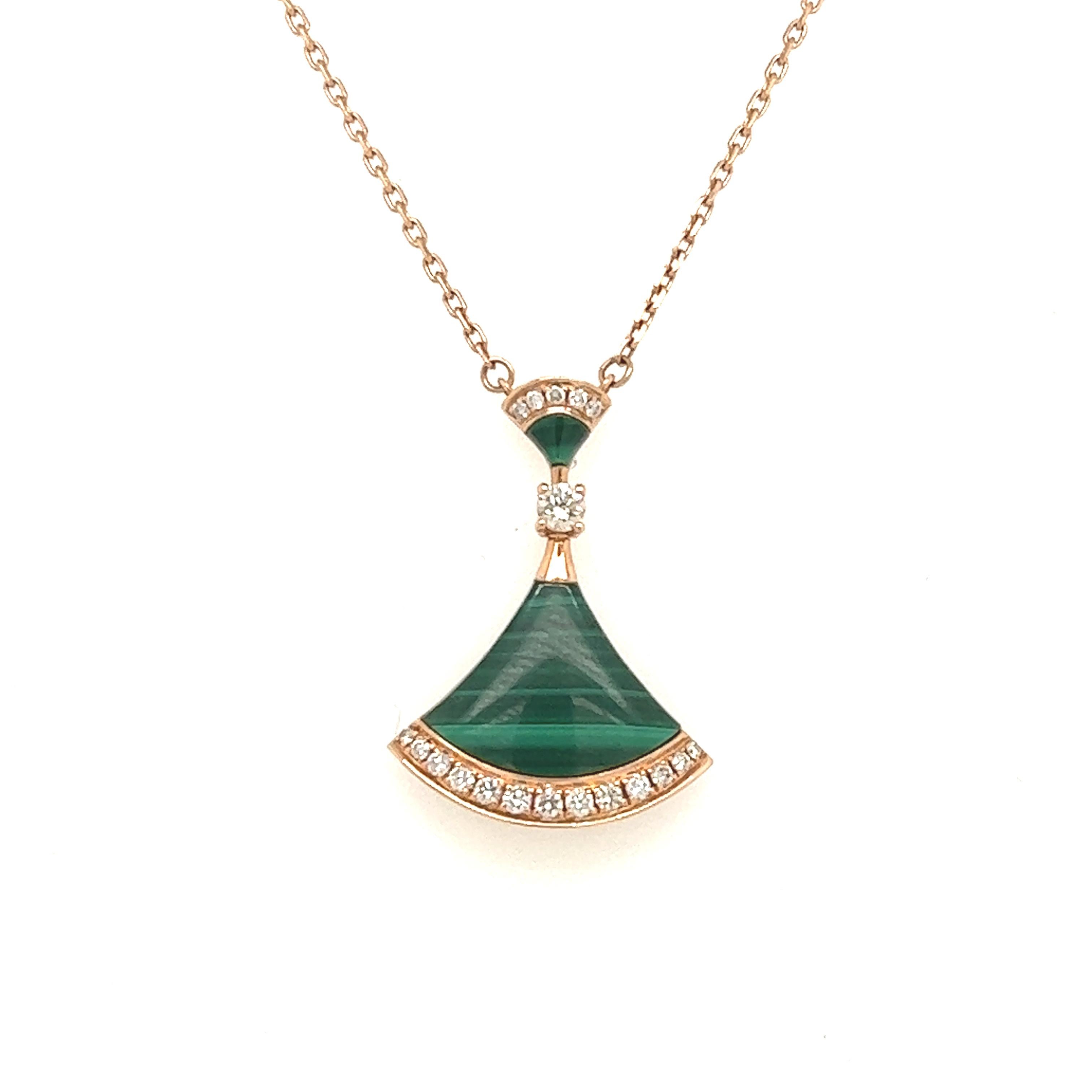 Bvlgari Divas' Dream Malachite and Diamond Rose Gold Pendant Necklace ...