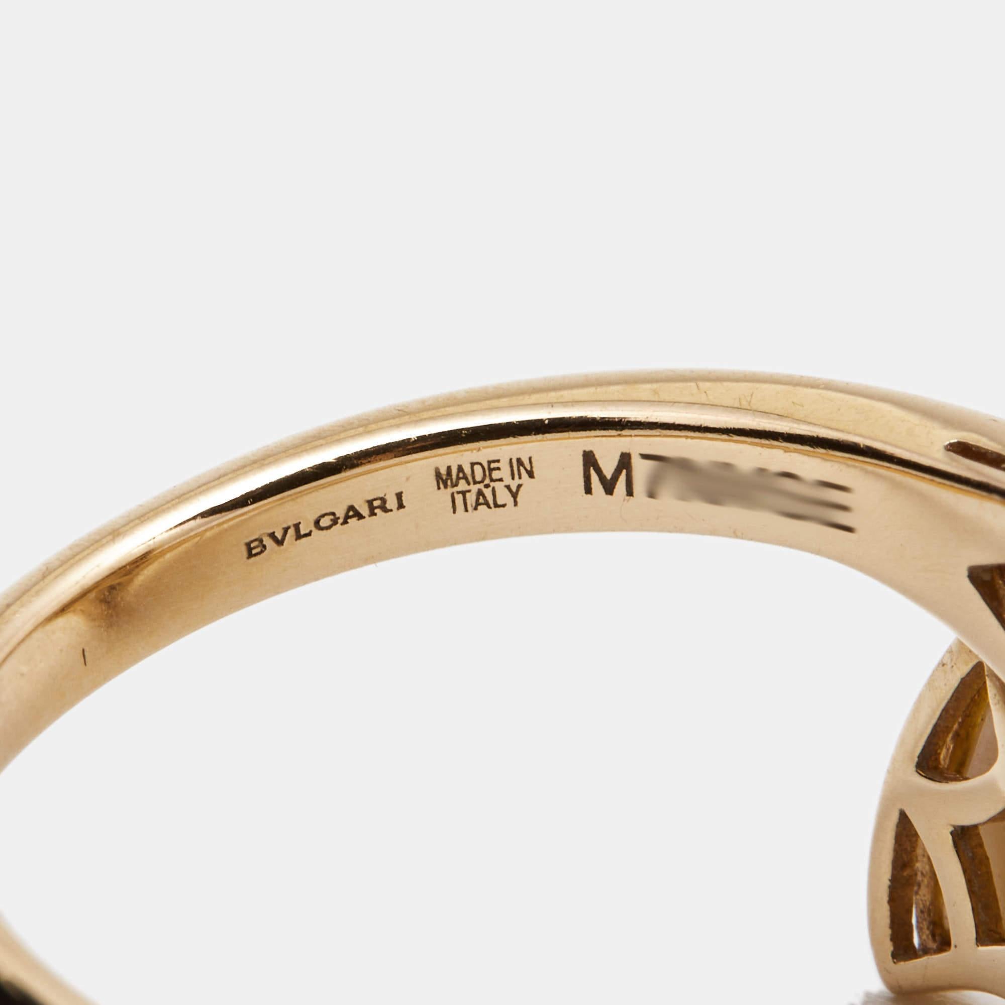 Bvlgari Divas' Dream Mother of Pearl Diamonds 18k Rose Gold Ring Size ...