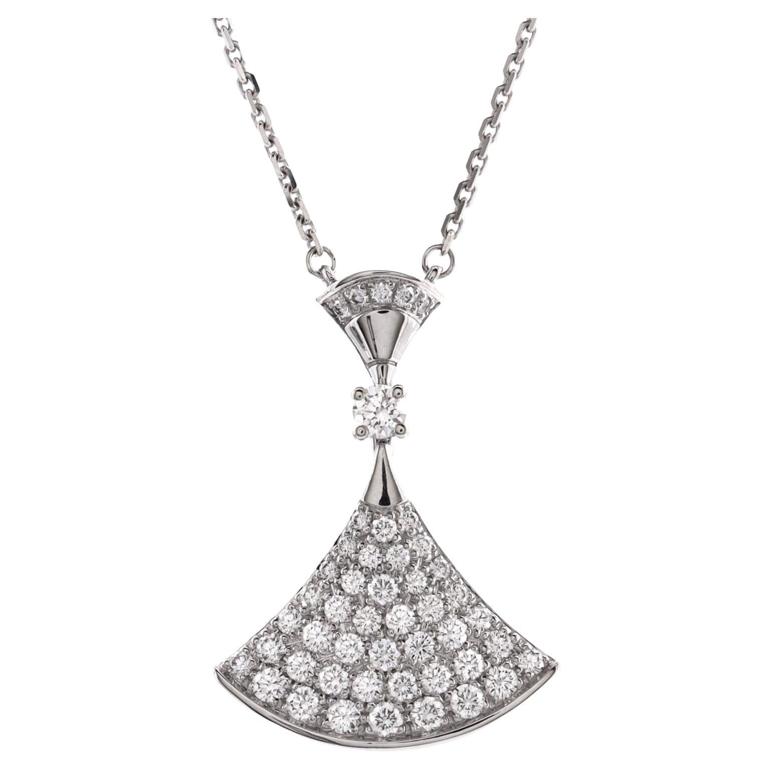 Bvlgari Modern Divas Dream Drop Necklace in 18Kt White Gold, Diamonds ...