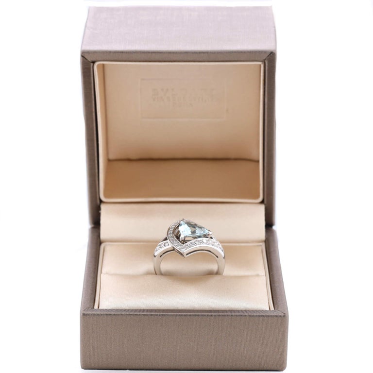 Bvlgari Diva's Dream Ring 18k White Gold with Diamonds and Aquamarine ...