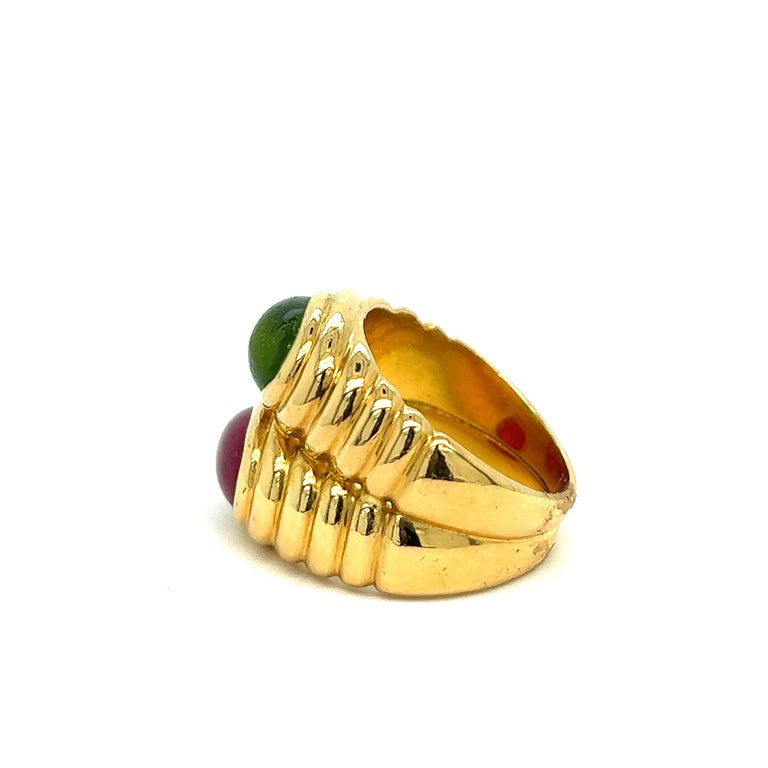 Bvlgari Doppio Ruby and Peridot Ring For Sale at 1stDibs