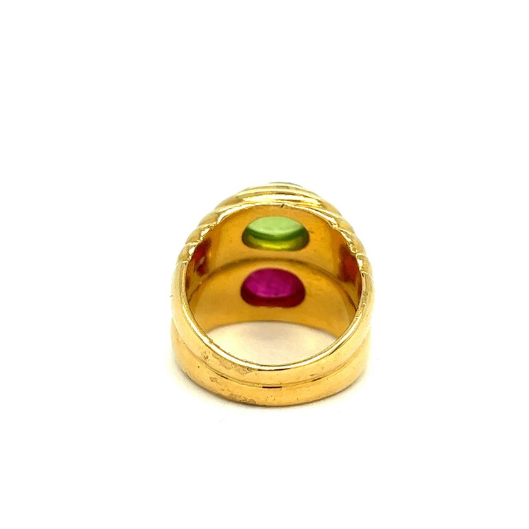 Bvlgari Doppio Ruby and Peridot Ring For Sale at 1stDibs
