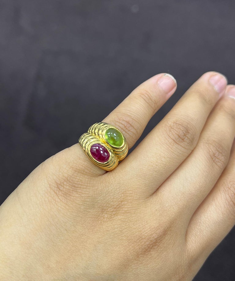 Bvlgari Doppio Ruby and Peridot Ring For Sale at 1stDibs