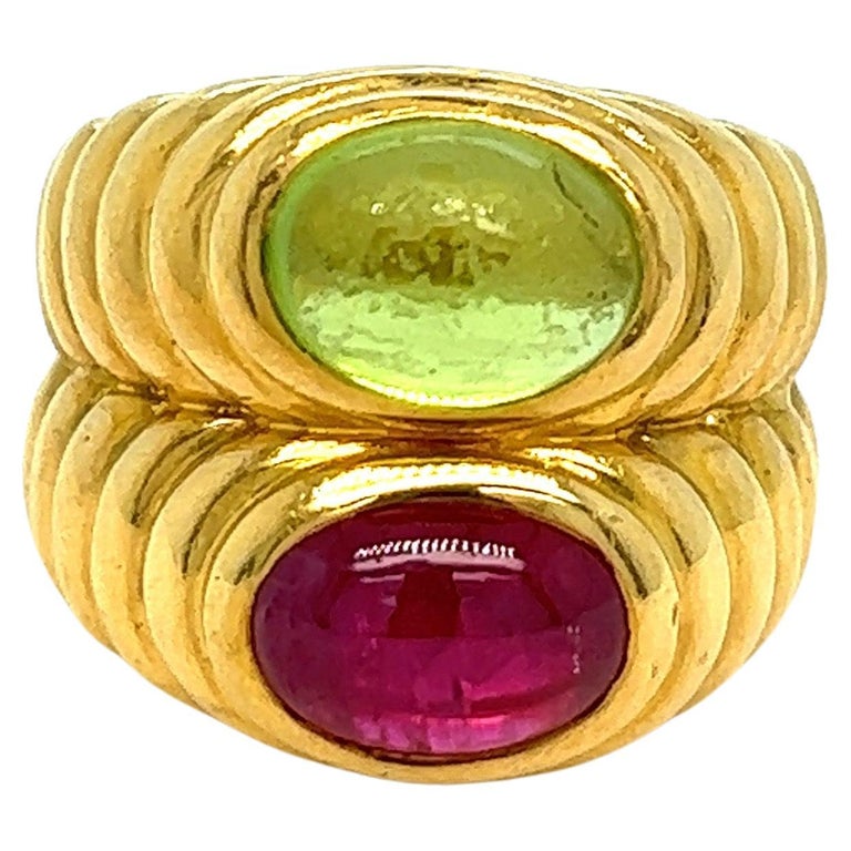 Bvlgari Doppio Ruby and Peridot Ring For Sale at 1stDibs