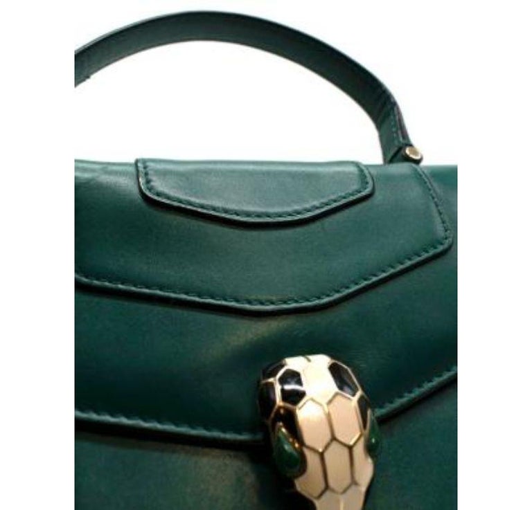 Bvlgari Emerald Green Leather Serpenti Forever Top-Handle Bag For Sale ...