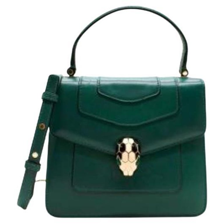 Bvlgari Emerald Green Leather Serpenti Forever Top-Handle Bag For Sale ...