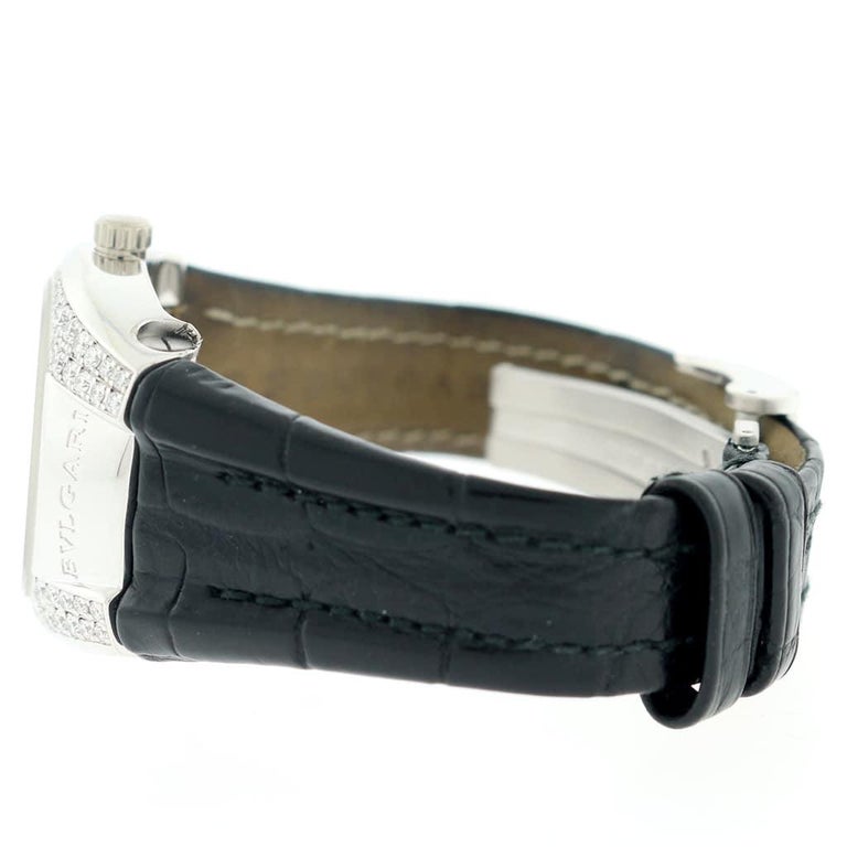 Bvlgari Ergon Ladies 18 Karat White Gold Factory Diamond Lugs and Dial Watch For Sale at 1stDibs