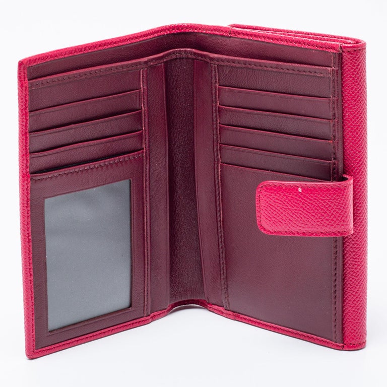 Bvlgari Fuchsia Leather Bvlgari Trifold Wallet For Sale at 1stDibs