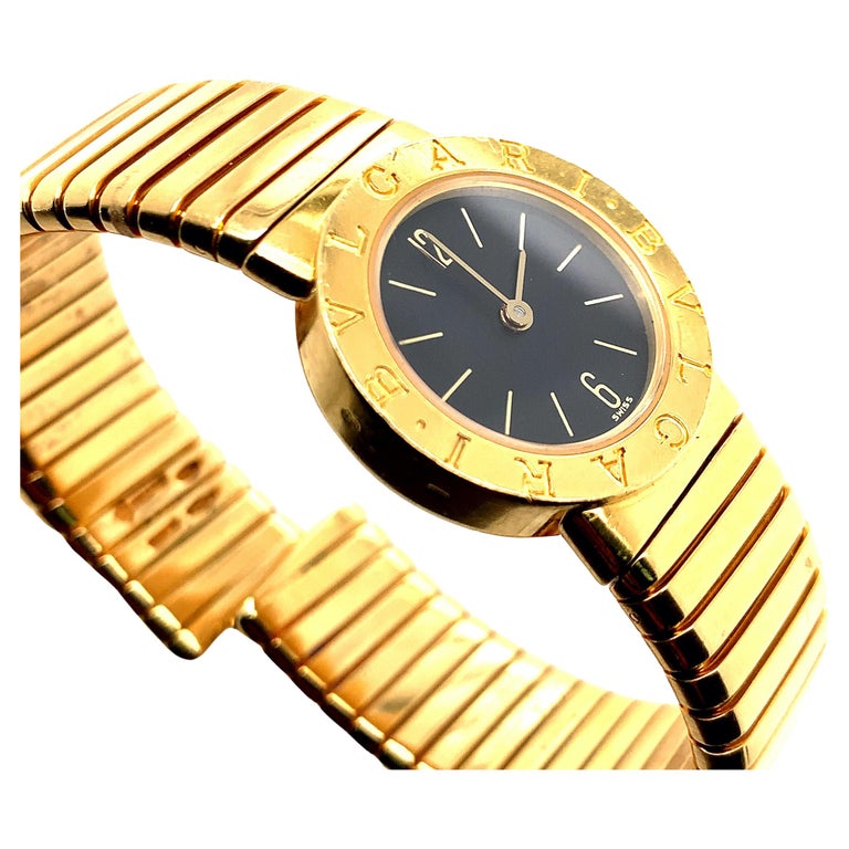 Bvlgari Gold Tubogas Bangle Watch For Sale at 1stDibs
