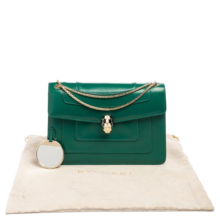 Bvlgari Green Leather Medium Serpenti Forever Shoulder Bag at 1stDibs