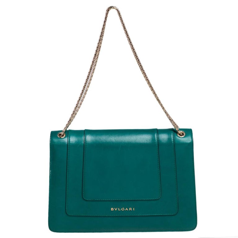 Bvlgari Green Leather Medium Serpenti Forever Shoulder Bag at 1stDibs