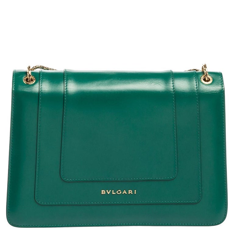 Bvlgari Green Leather Medium Serpenti Forever Shoulder Bag at 1stDibs