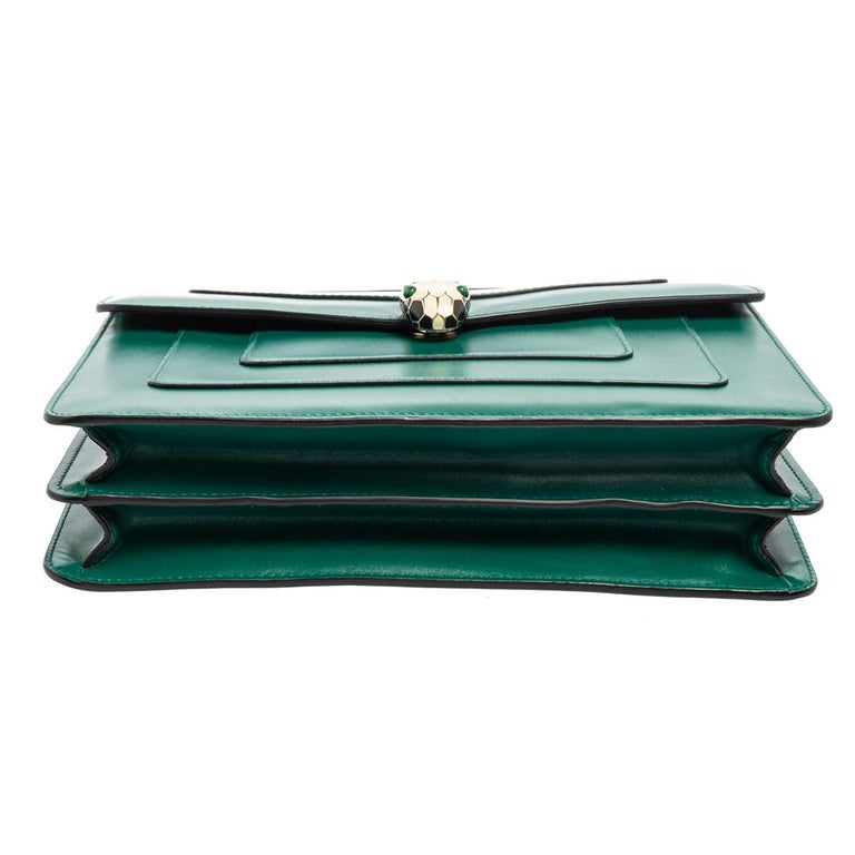 Bvlgari Green Leather Medium Serpenti Forever Shoulder Bag at 1stDibs