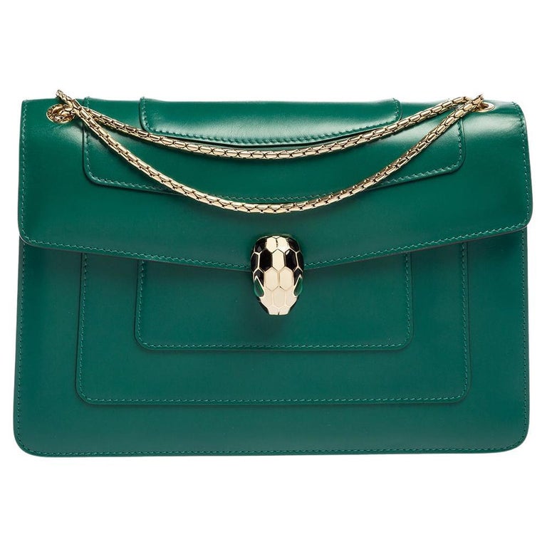 Bvlgari Green Leather Medium Serpenti Forever Shoulder Bag at 1stDibs
