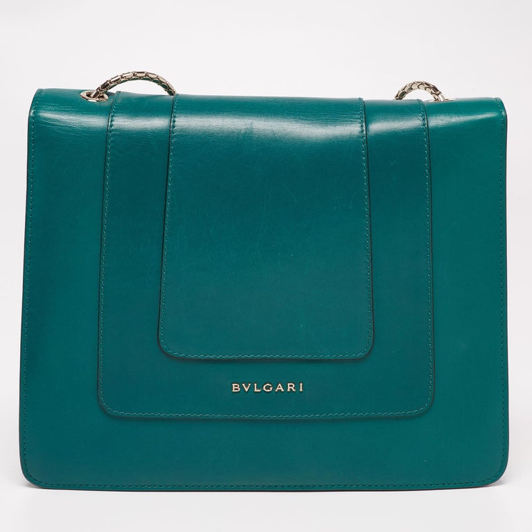 Bvlgari Green Leather Small Serpenti Forever Shoulder Bag at 1stDibs