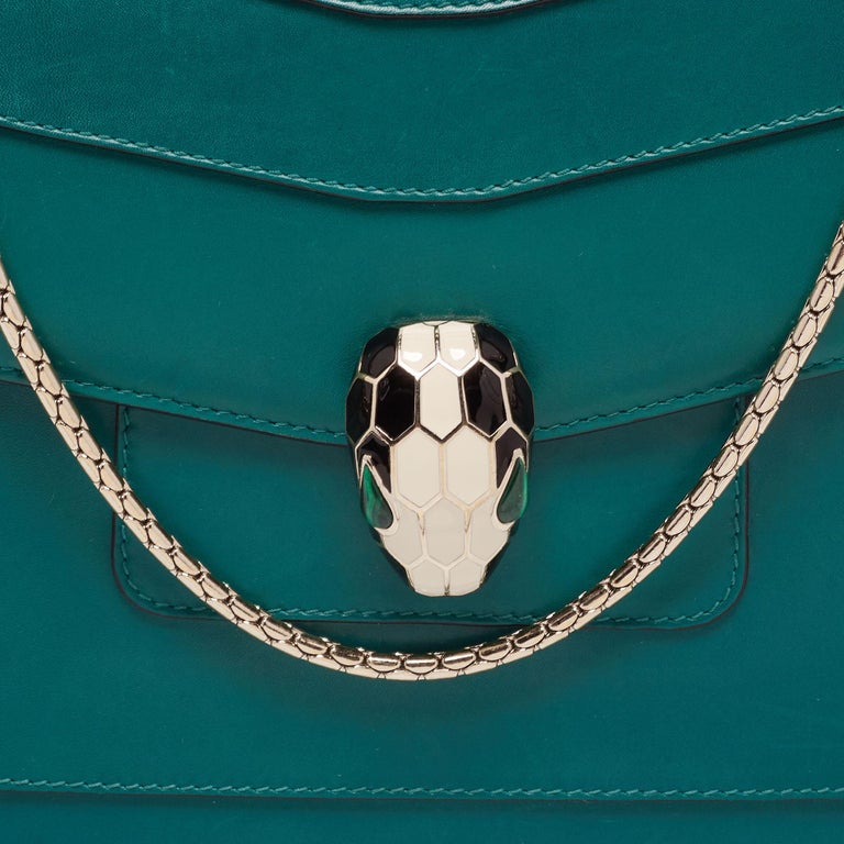 Bvlgari Green Leather Small Serpenti Forever Shoulder Bag at 1stDibs