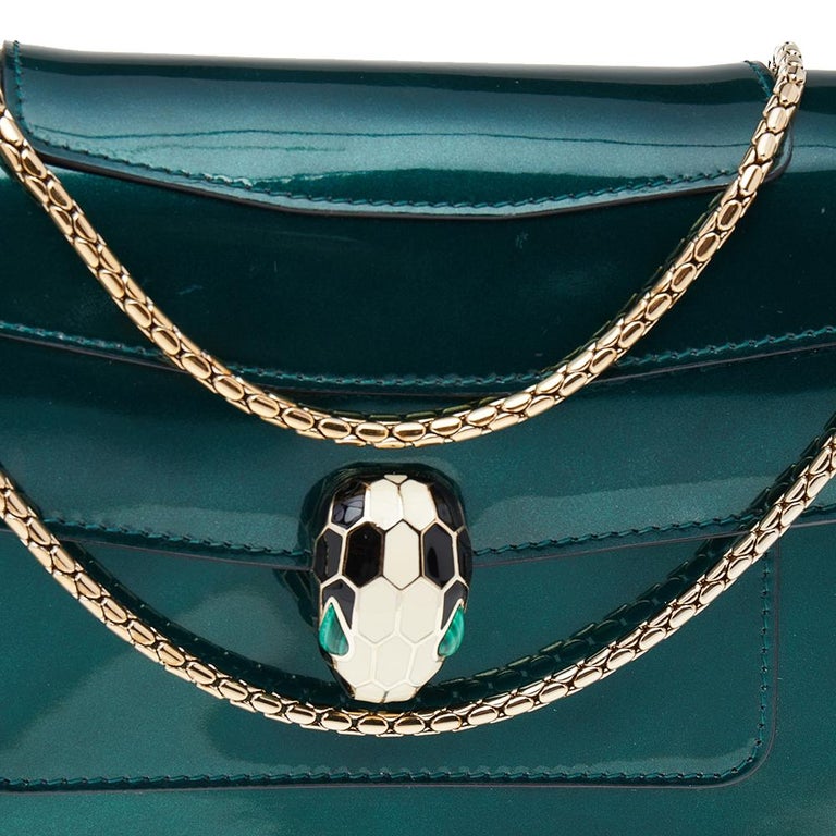 Bvlgari Green Patent Leather Medium Serpenti Forever Shoulder Bag at ...