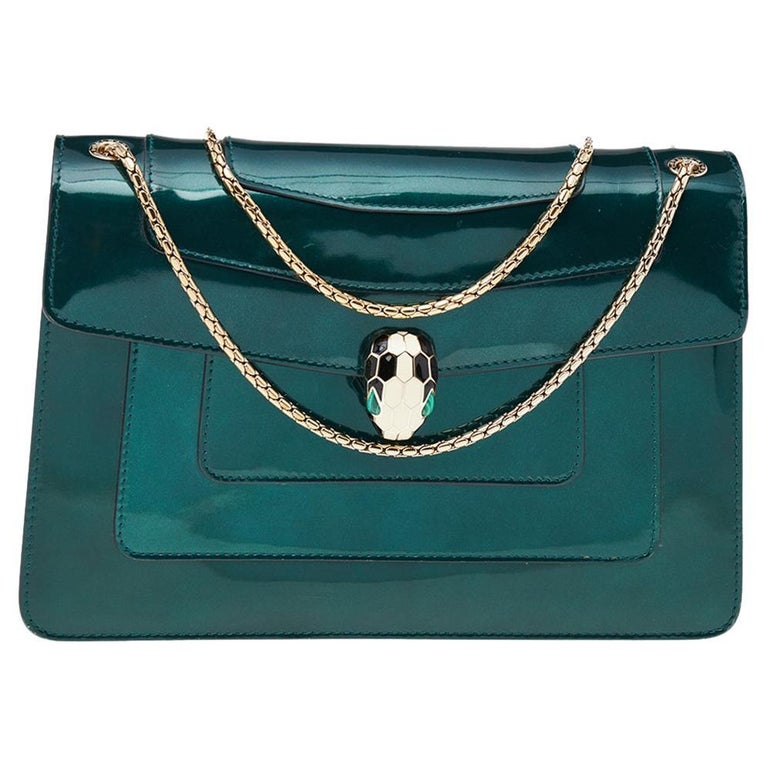 Bvlgari Green Patent Leather Medium Serpenti Forever Shoulder Bag at ...
