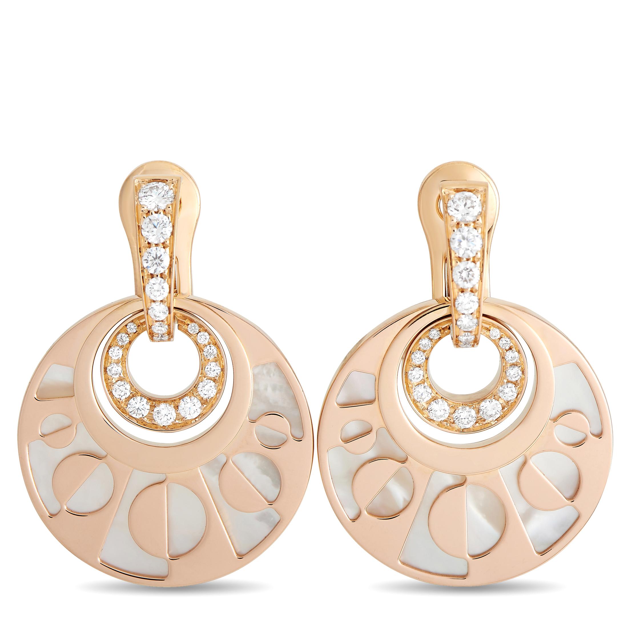 Bvlgari Intarsio 0.70ct Diamond and Mother of Pearl Earrings BV03 ...