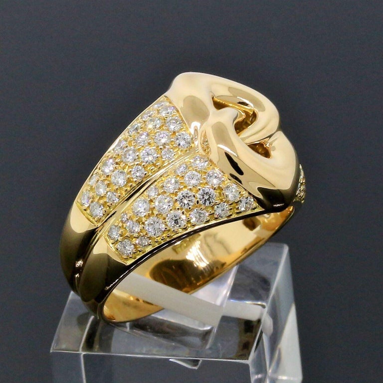 Bvlgari Italy 18k Yellow Gold and Diamond Interlocking Heart Ring W/Box ...