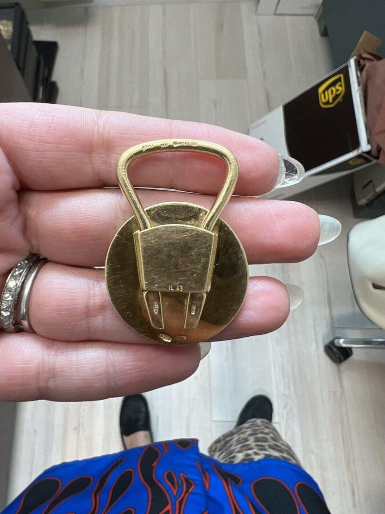 Bvlgari Italy 18k Yellow Gold and Enamel Mercedes Benz Padlock Pendant ...