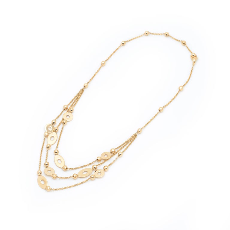Bvlgari 'Lucea' Yellow Gold Three-Row Necklace For Sale at 1stDibs