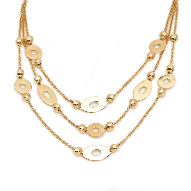 Bvlgari 'Lucea' Yellow Gold Three-Row Necklace For Sale at 1stDibs
