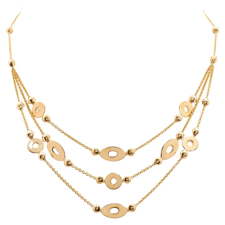 Bvlgari 'Lucea' Yellow Gold Three-Row Necklace For Sale at 1stDibs