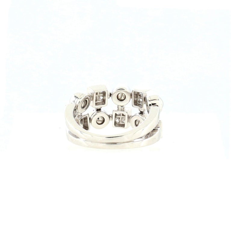 Bvlgari Lucia Two Row Ring 18k White Gold with Diamonds For Sale at 1stDibs