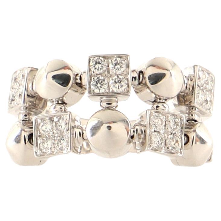 Bvlgari Lucia Two Row Ring 18k White Gold with Diamonds For Sale at 1stDibs