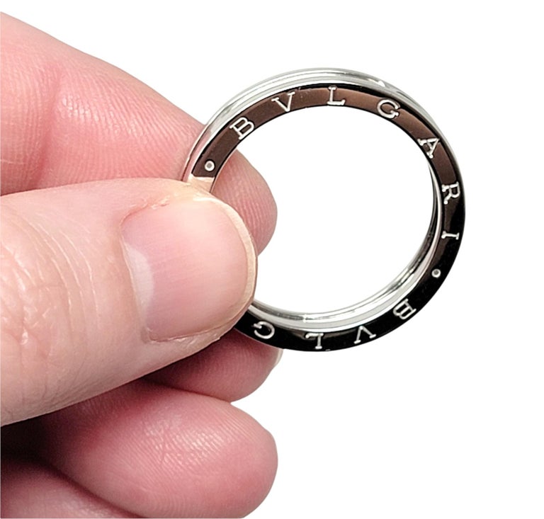 Bvlgari Mens B.Zero1 Logo Etched Band Ring in 18 Karat White Gold For ...