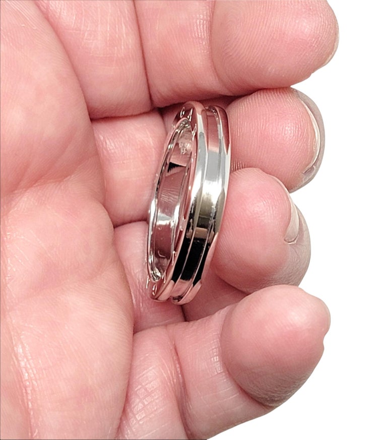 Bvlgari Mens B.Zero1 Logo Etched Band Ring in 18 Karat White Gold For ...